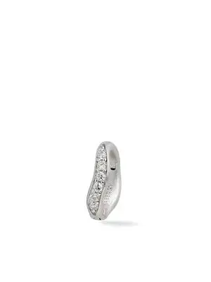 LARK & BERRY 14k Yellow Gold Small Dune Diamond Hoop Earring - Silver