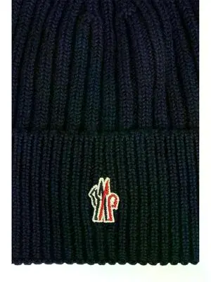 Moncler Logo Embroidered Beanie - Blue