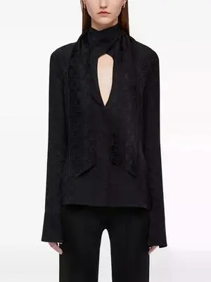 FERRAGAMO Gancini-jacquard Silk Blouse