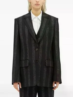 MSGM Striped Single-breasted Blazer - Black