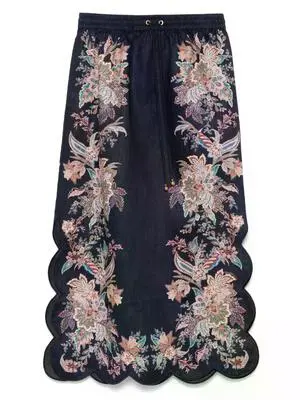 Zimmermann Rhiannon Midi Skirt - Blue