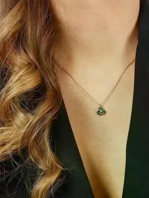 LEO PIZZO 18kt Rose Gold Diamond And Emerald Pendant Necklace