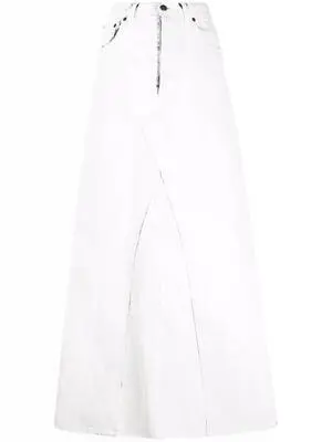 MAISON MARGIELA High-waisted Denim Maxi Skirt - White