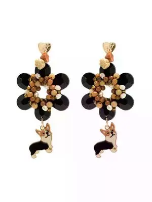 AMIR SLAMA Corgi Statement Drop Earrings - Black