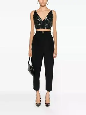 P.a.r.o.s.h Sequin Embellished Crop Top - Black