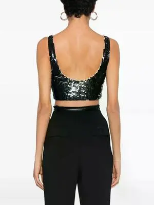 P.a.r.o.s.h Sequin Embellished Crop Top - Black