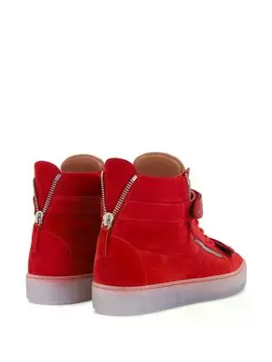 GIUSEPPE ZANOTTI Coby Velour Double-straps Mid-top Sneakers - Red
