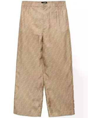 Fendi Ff Silk Trousers - Neutrals