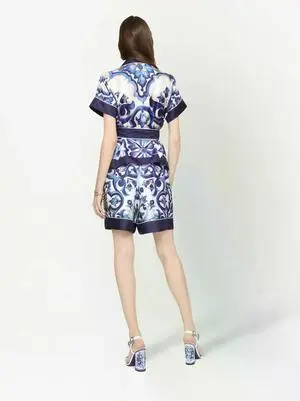 Dolce & Gabbana Majolica-print Belted Shirt