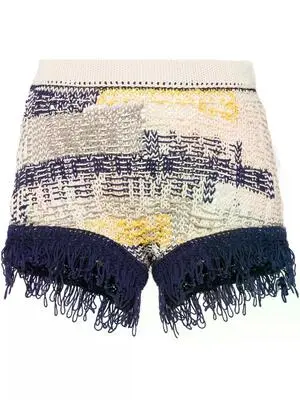 Sportmax Fringed Intarsia-knit Mini Shorts