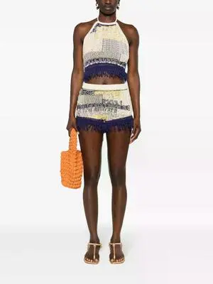 Sportmax Fringed Intarsia-knit Mini Shorts