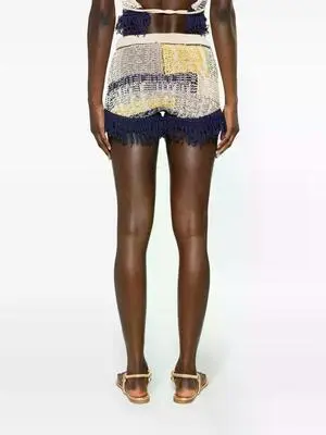 Sportmax Fringed Intarsia-knit Mini Shorts
