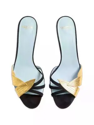 Valentino Garavani Suede Leaf Motif Slide Sandals