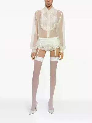 Dolce & Gabbana Ruffled Sheer Cotton Blouse