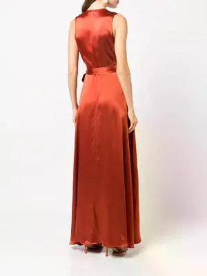 Voz Silk Maxi Wrap Dress - Red
