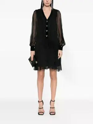 NISSA Lace-panelling Silk Mini Dress