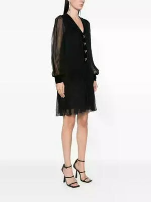 NISSA Lace-panelling Silk Mini Dress