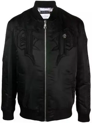 Philipp Plein Logo-embroidered Satin Bomber Jacket
