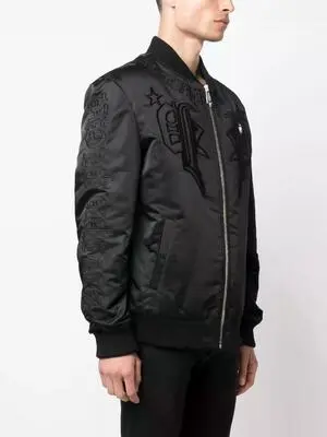 Philipp Plein Logo-embroidered Satin Bomber Jacket