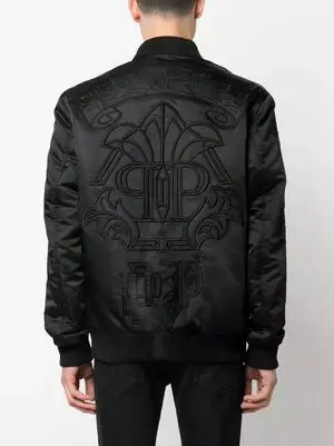 Philipp Plein Logo-embroidered Satin Bomber Jacket