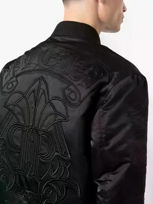 Philipp Plein Logo-embroidered Satin Bomber Jacket