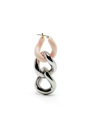 E.M. Curb-chain Post Earring - Silver