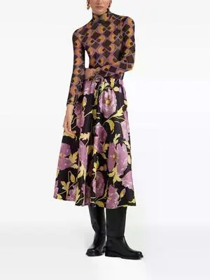 La DoubleJ Floral Print Midi Skirt