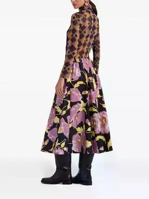 La DoubleJ Floral Print Midi Skirt
