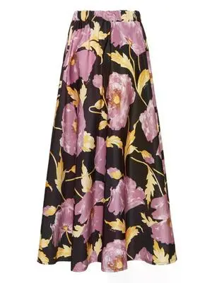 La DoubleJ Floral Print Midi Skirt