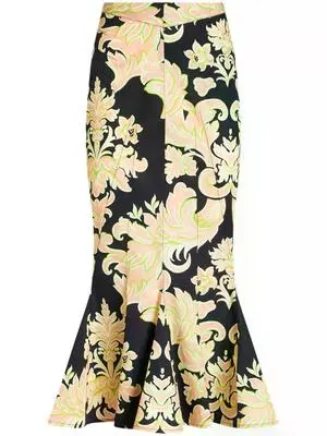 Etro Abstract-print Cotton Midi Skirt