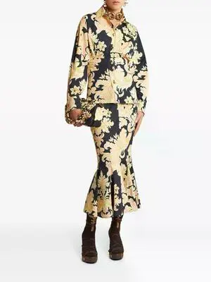 Etro Abstract-print Cotton Midi Skirt