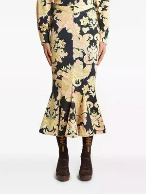 Etro Abstract-print Cotton Midi Skirt
