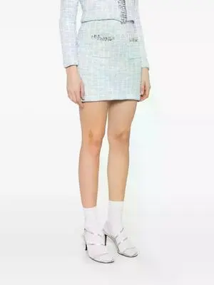 SELF-PORTRAIT Checked Knitted Mini Skirt