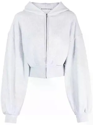Alexander Wang Zip-up Cropped Hoodie - Grey