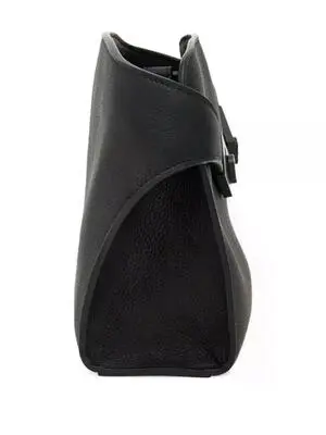 FERRAGAMO Hammered Calfskin Leather Hug Messenger Bag - Black
