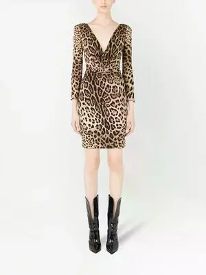 Dolce & Gabbana Leopard-print Stretch-silk Dress
