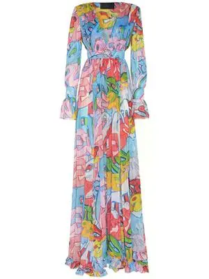 Philipp Plein Printed Maxi Dress - Blue