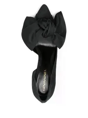 GINISSIMA Samantha Pointed Toe Stiletto Pumps With Bow Detailing - Black
