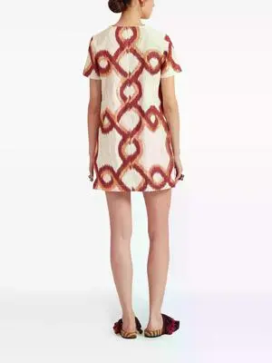 La DoubleJ Geometric-print Mini Swing Dress - Neutrals