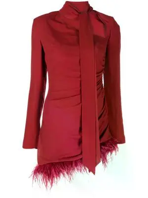 DE LA VALI Avenue Feather-trim Minidress