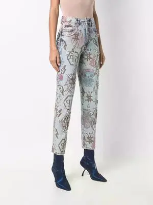 Philipp Plein Tattoo-monogram Boyfriend Jeans
