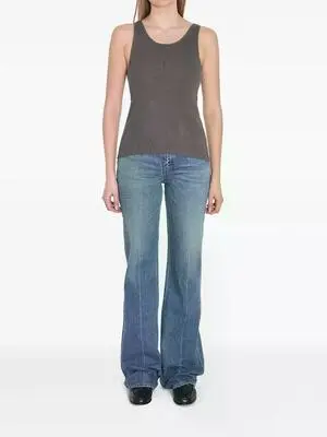 Saint Laurent Cassandre Embroidered Ribbed Tank Top