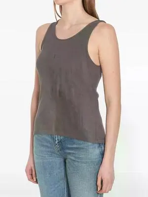 Saint Laurent Cassandre Embroidered Ribbed Tank Top