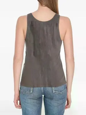 Saint Laurent Cassandre Embroidered Ribbed Tank Top