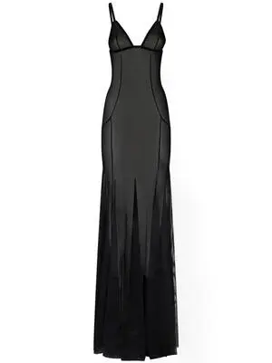 Dolce & Gabbana Semi-sheer Open-back Nightdress - Black