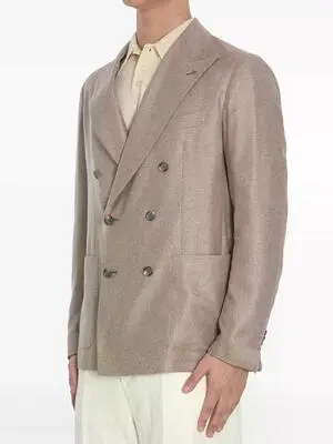 Tagliatore Silk Double-breasted Blazer - Neutrals