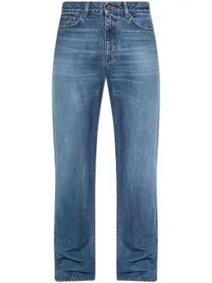 Versace Logo-patch Straight Leg Jeans - Blue
