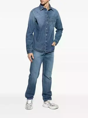 Versace Logo-patch Straight Leg Jeans - Blue