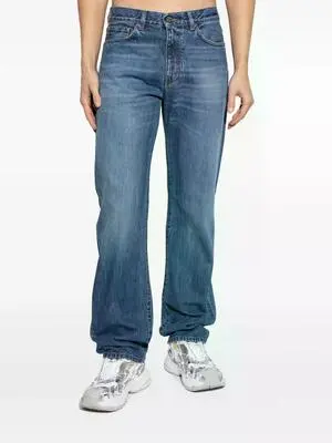 Versace Logo-patch Straight Leg Jeans - Blue