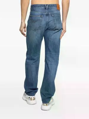 Versace Logo-patch Straight Leg Jeans - Blue